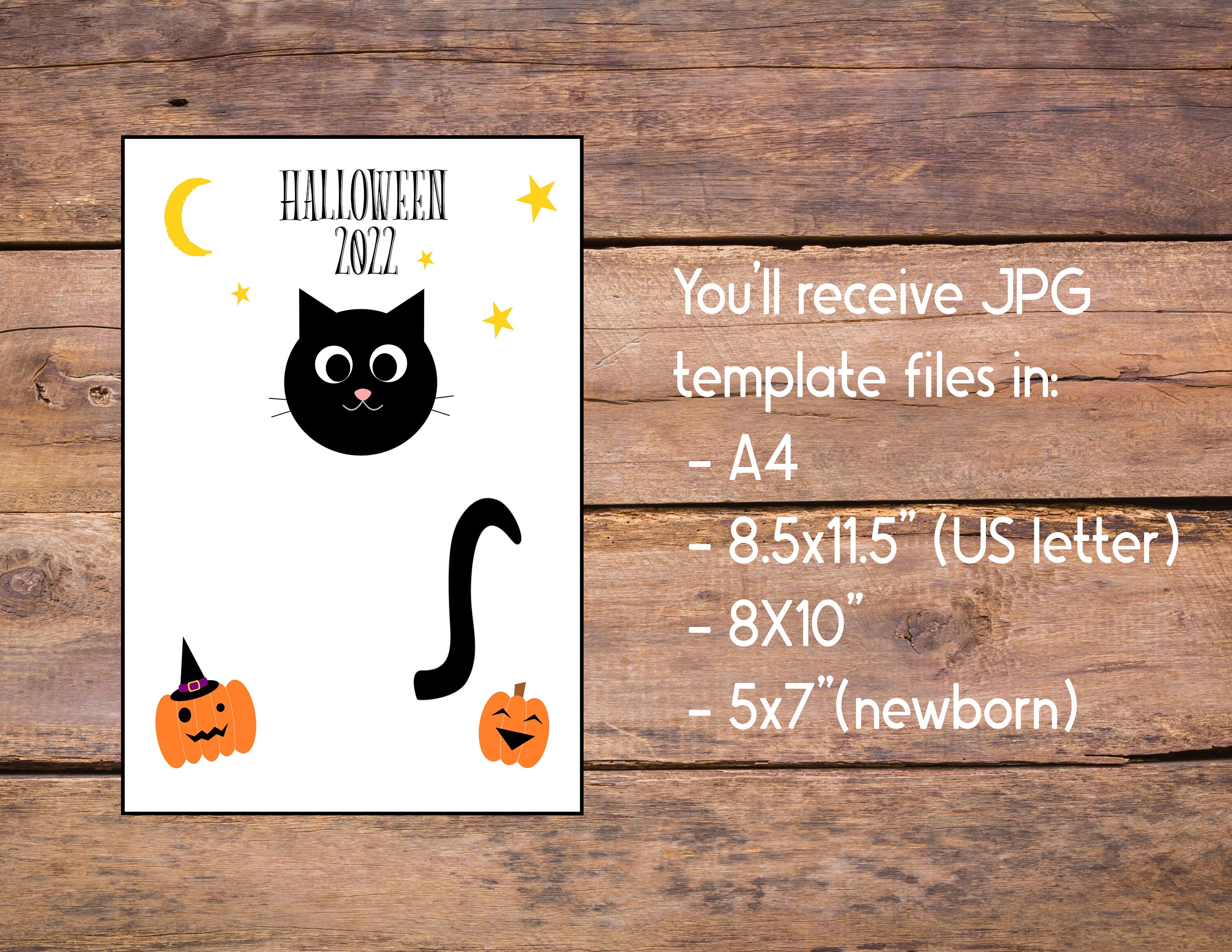 Halloween Black Cat Footprint Craft Template Printable - Etsy