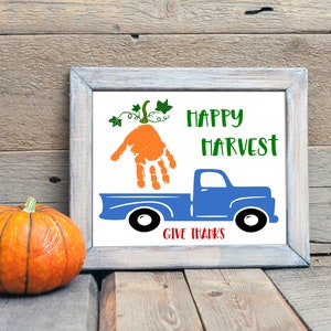 Fall Happy Harvest Handprint Crafts, Printable Footprint Art, Daycare ...