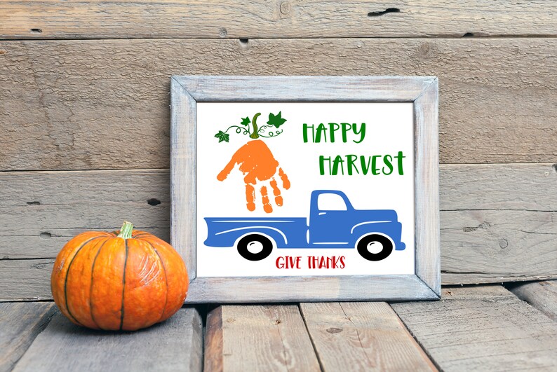 Fall Happy Harvest Handprint Crafts Printable Footprint Art | Etsy