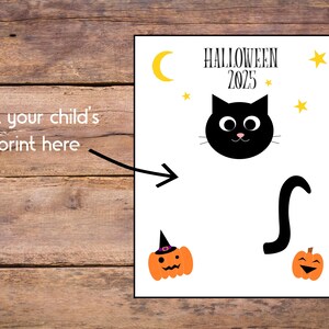 Halloween Black Cat Footprint Craft Template, Printable Handprint Art ...