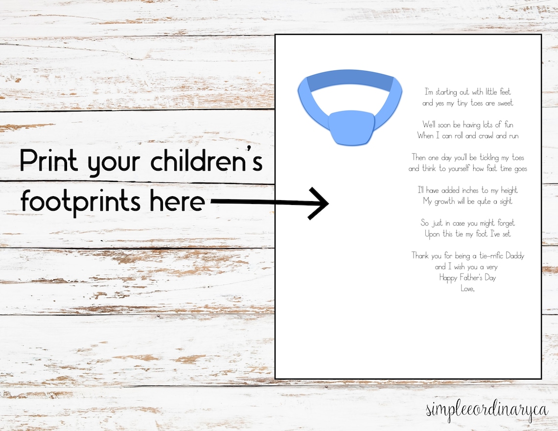 Father's Day Tie Footprint Craft Printable Footprint - Etsy