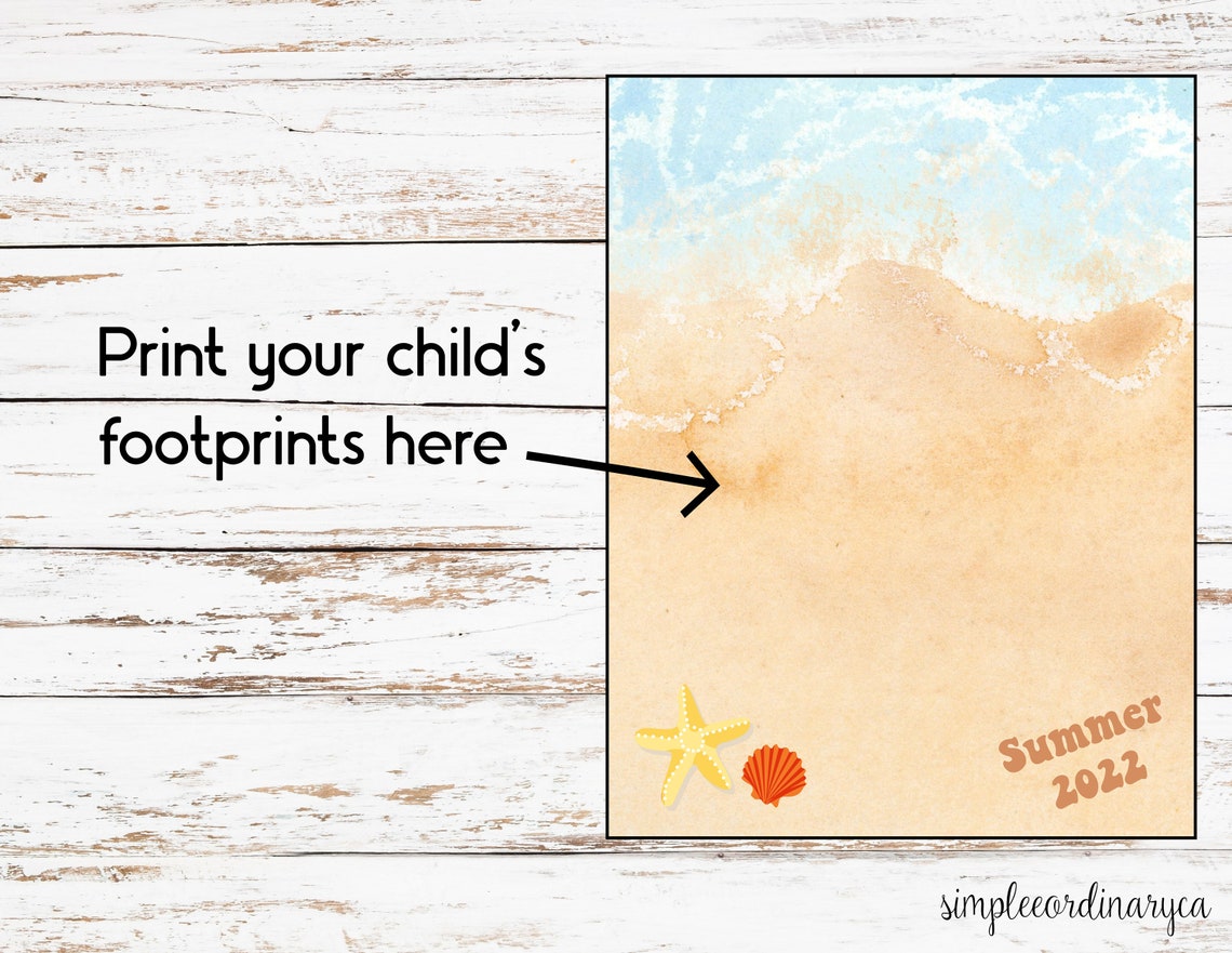 Summer Beach Footprint Craft Printable Footprint Art Daycare - Etsy