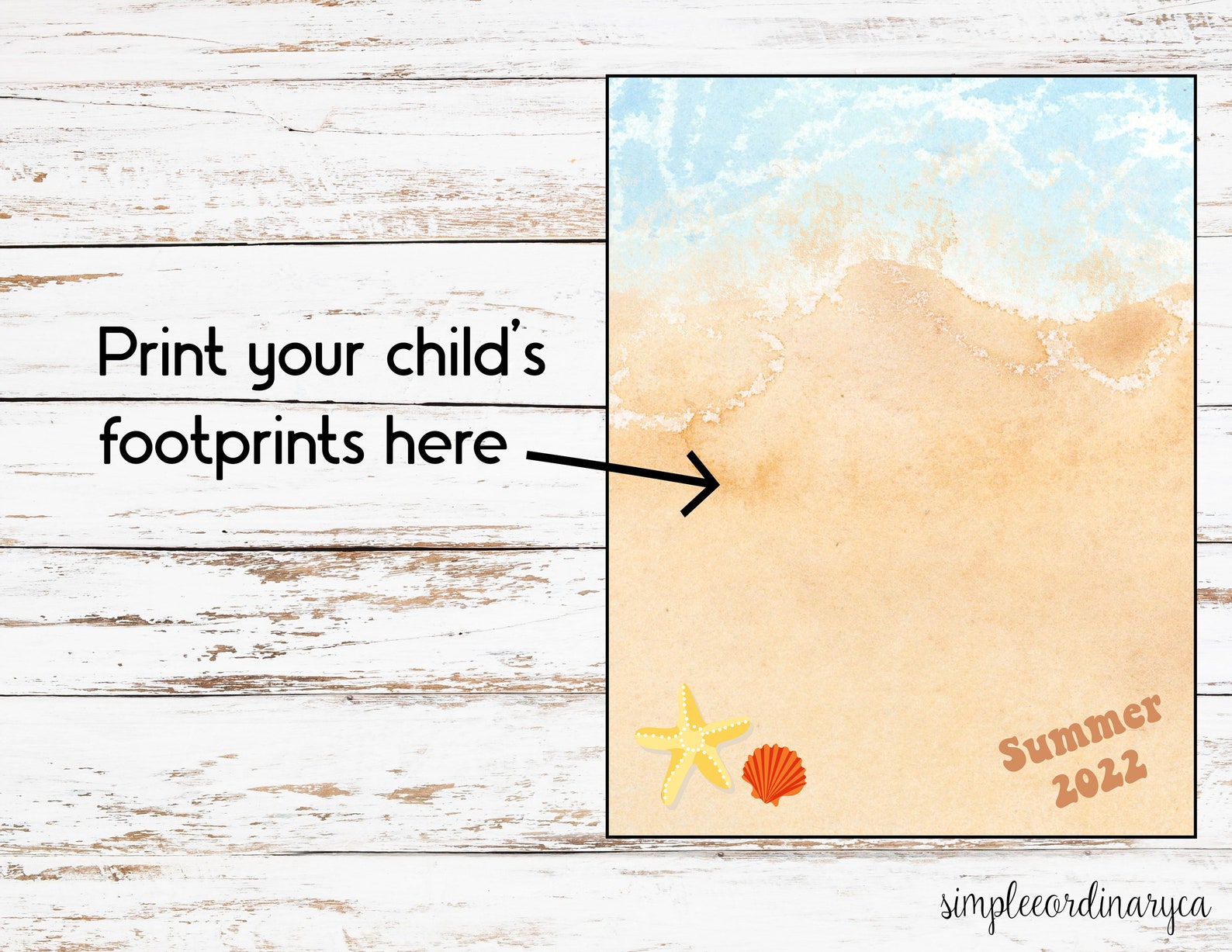 Summer Beach Footprint Craft Printable Footprint Art Daycare - Etsy