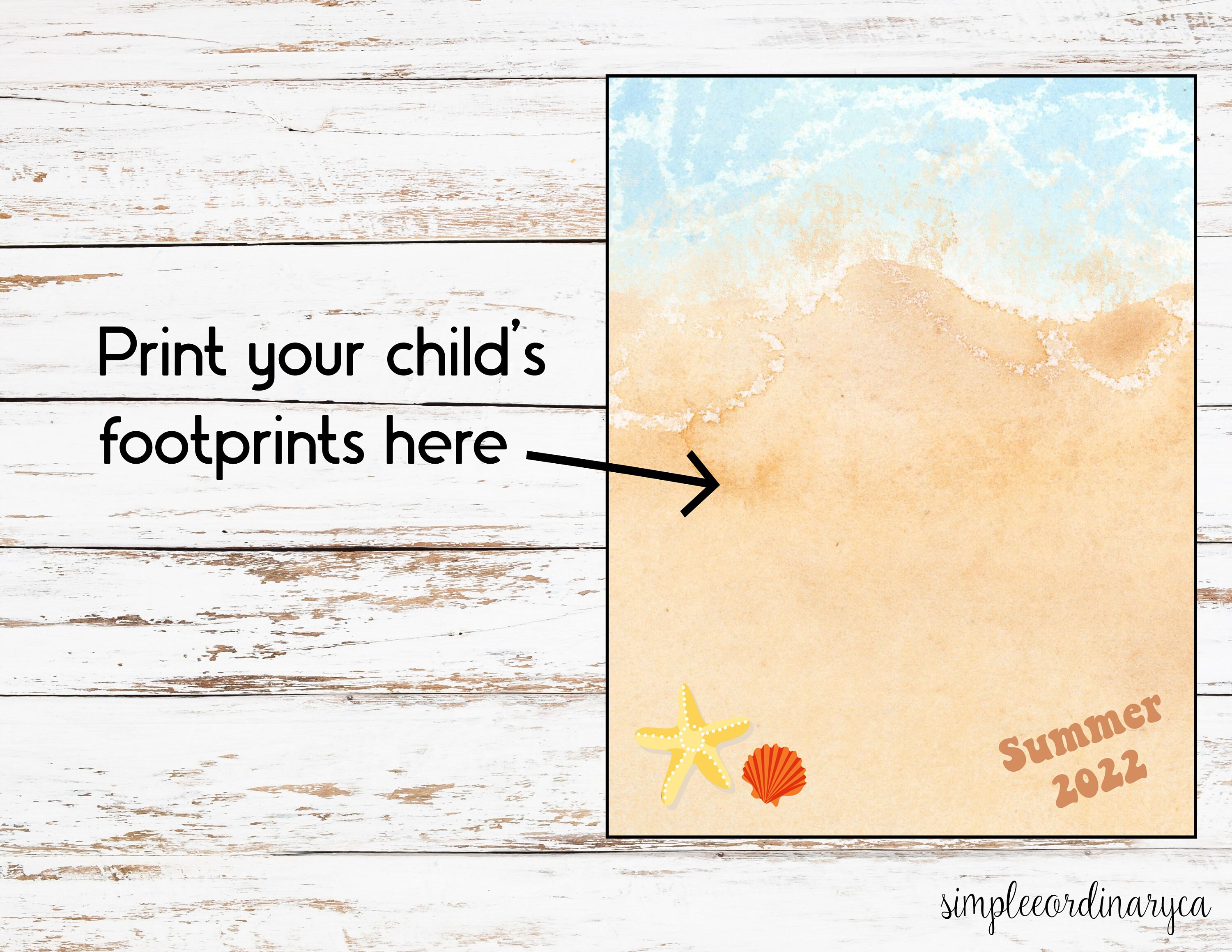 Summer Beach Footprint Craft Printable Footprint Art Daycare - Etsy