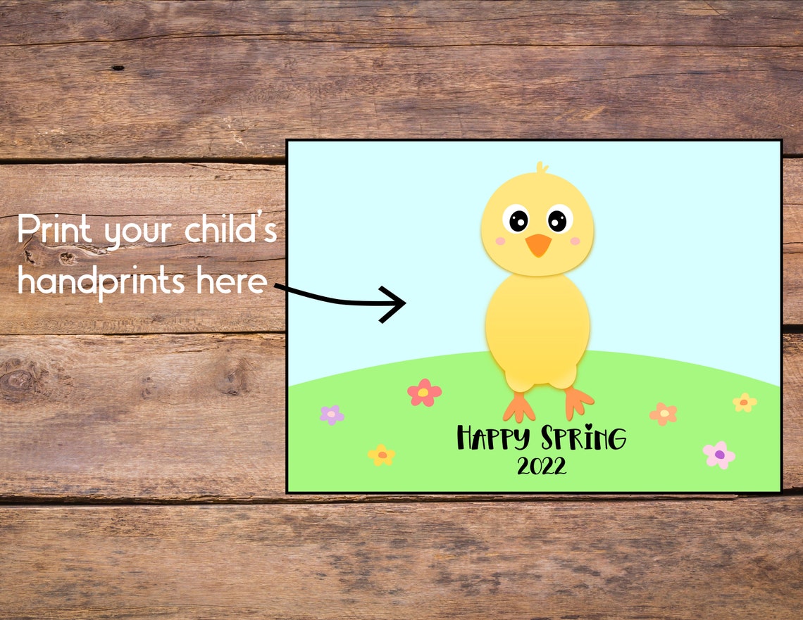 Happy Spring Chick Handprint Craft Printable Handprint Art | Etsy