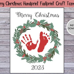 Merry Christmas Handprint Footprint Crafts Printable - Etsy