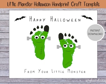 Halloween Bats Footprint Craft Template, Printable Footprint Art ...