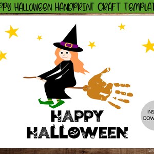 Happy Halloween Witch Handprint Footprint Craft Template, Printable ...