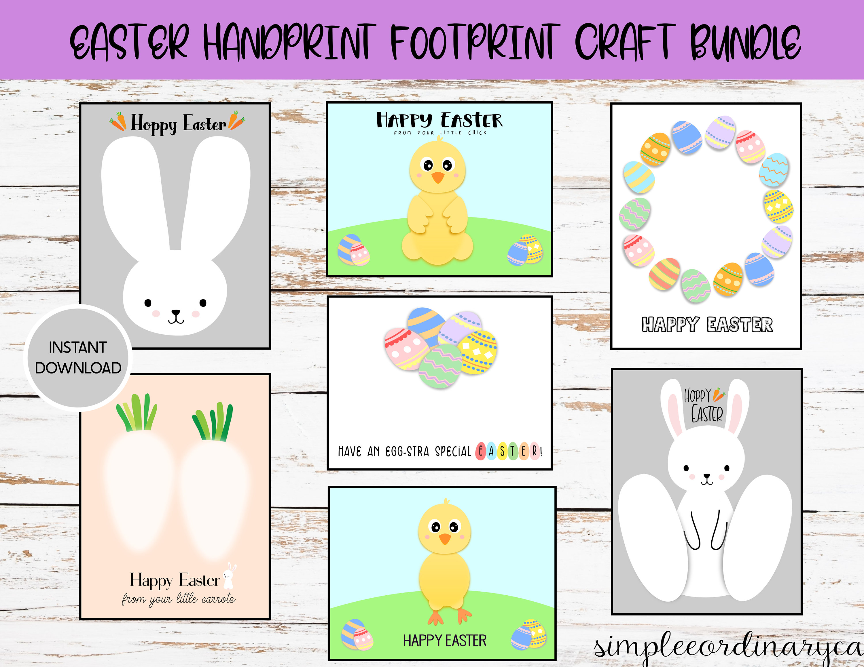 Easter Handprint Footprint Craft Bundle, Printable Handprint Footprint ...