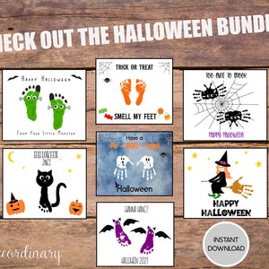 Happy Halloween Witch Handprint Footprint Craft Template | Etsy