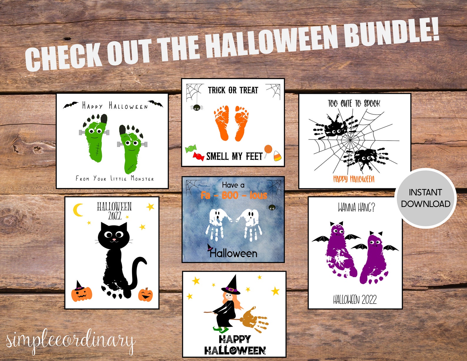 Halloween Bats Footprint Craft Template Printable Footprint - Etsy
