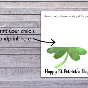 Lucky Charm Clover St.patrick's Day Handprint Craft, Printable ...