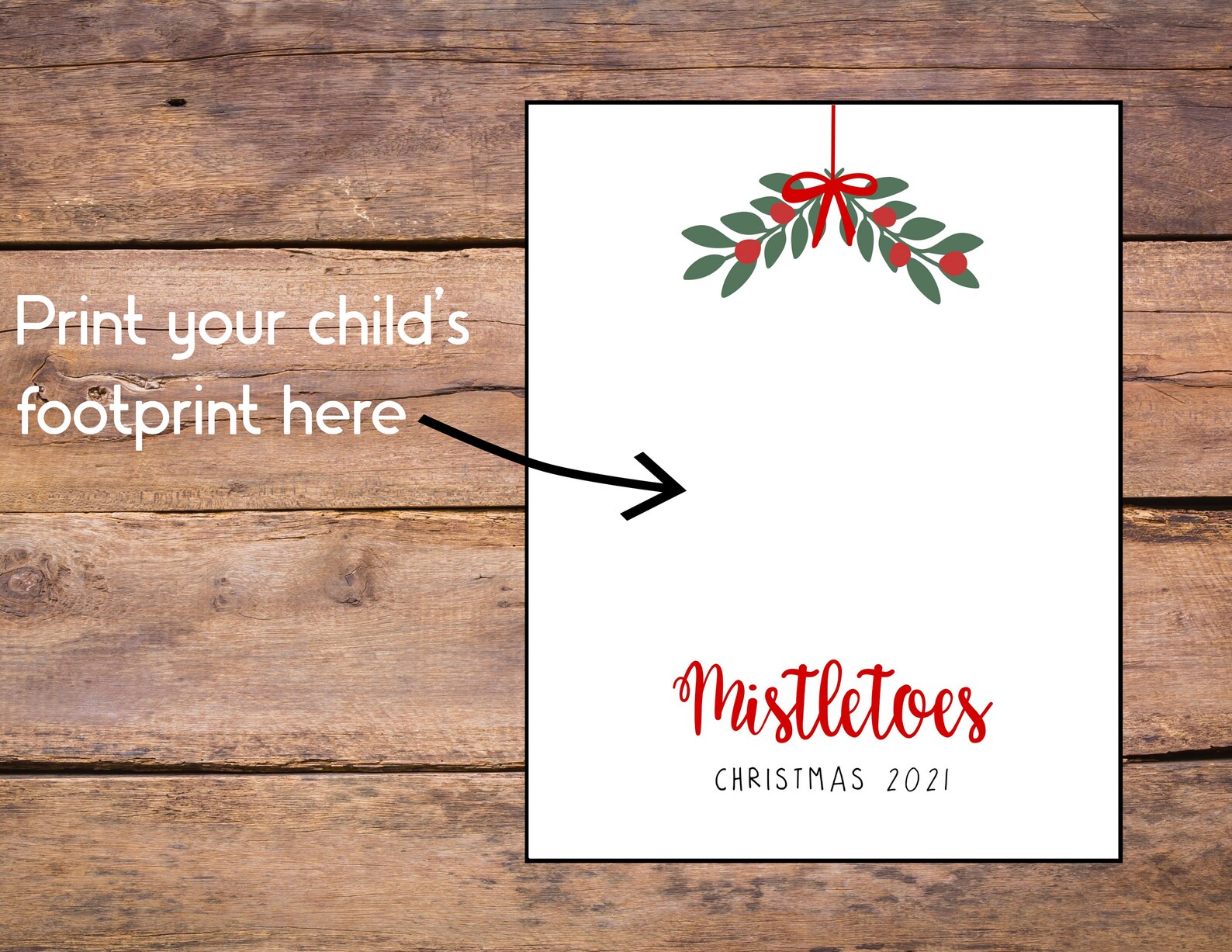 Mistletoes Footprint Crafts Printable Handprint Card Daycare | Etsy