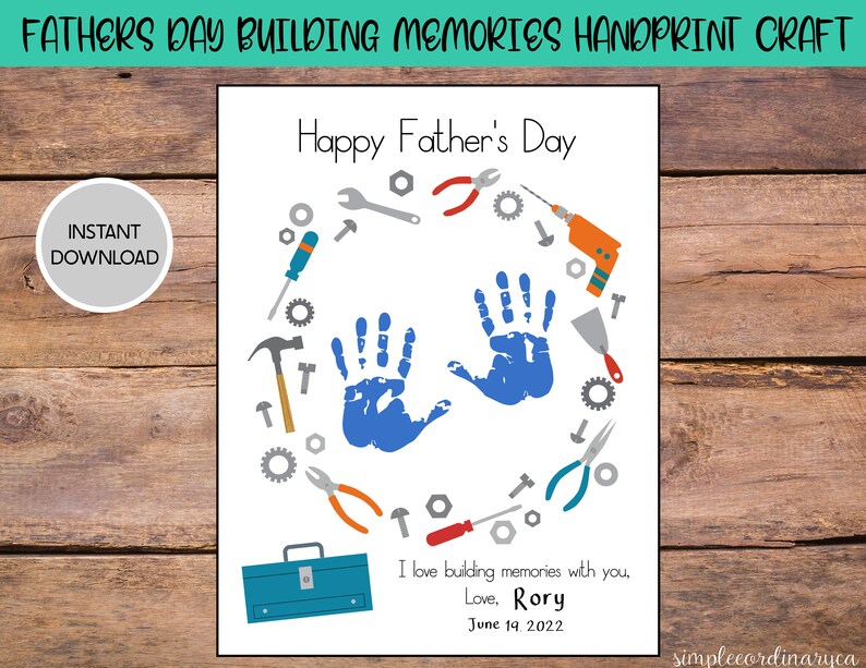 Father's Day Building Memories Handprint Craft Printable - Etsy