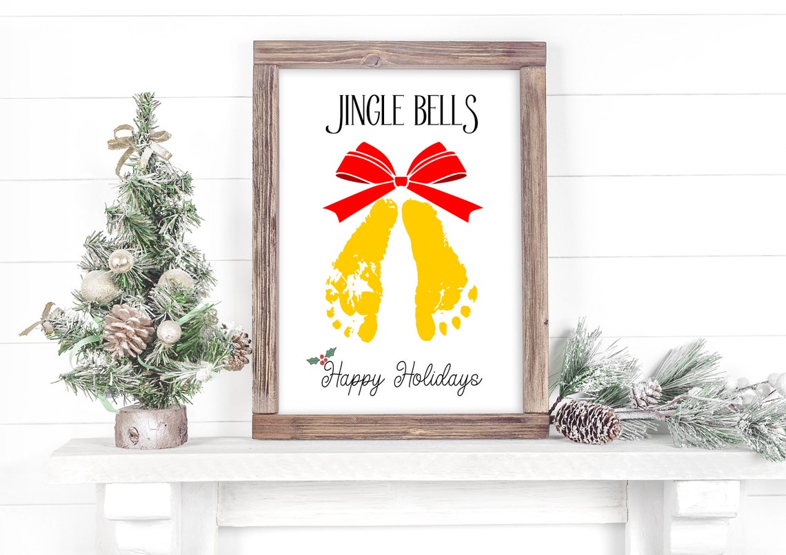 Jingle Bells Footprint Crafts Printable Handprint Card - Etsy