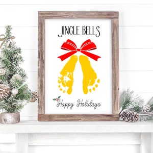 Jingle Bells Footprint Crafts, Printable Handprint Card, Daycare ...