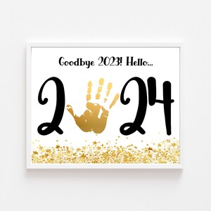 Hello 2024 New Year Handprint Craft Template, Printable Footprint Art ...