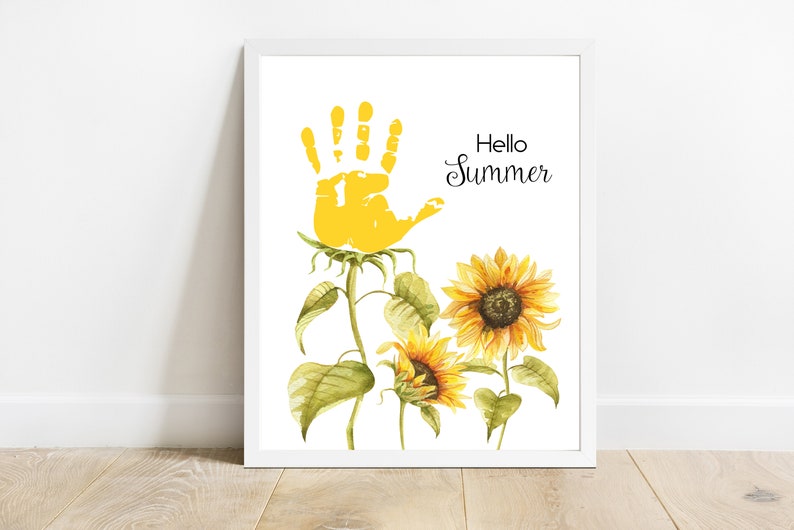 Hello Summer Sunflower Handprint Craft Printable Handprint | Etsy