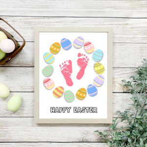 Happy Easter Eggs Handprint Footprint Craft, Printable Handprint Art ...