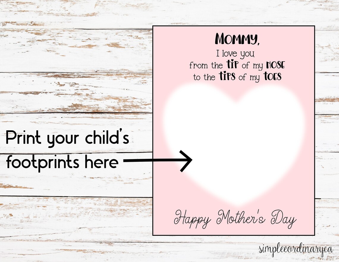 Mommy I Love You Mother's Day Footprint Crafts Printable | Etsy