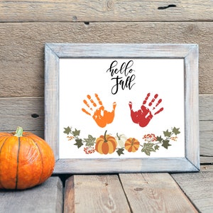 Hello Fall Handprint Craft, Printable Footprint Art, Daycare Preschool ...