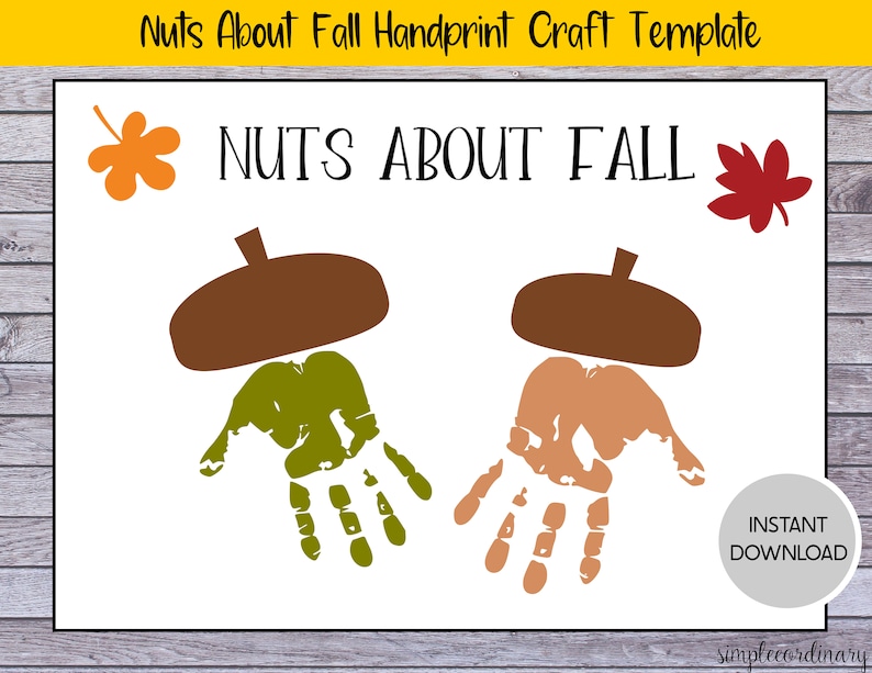 Nuts About Fall Handprint Crafts, Printable Footprint Art, Daycare ...