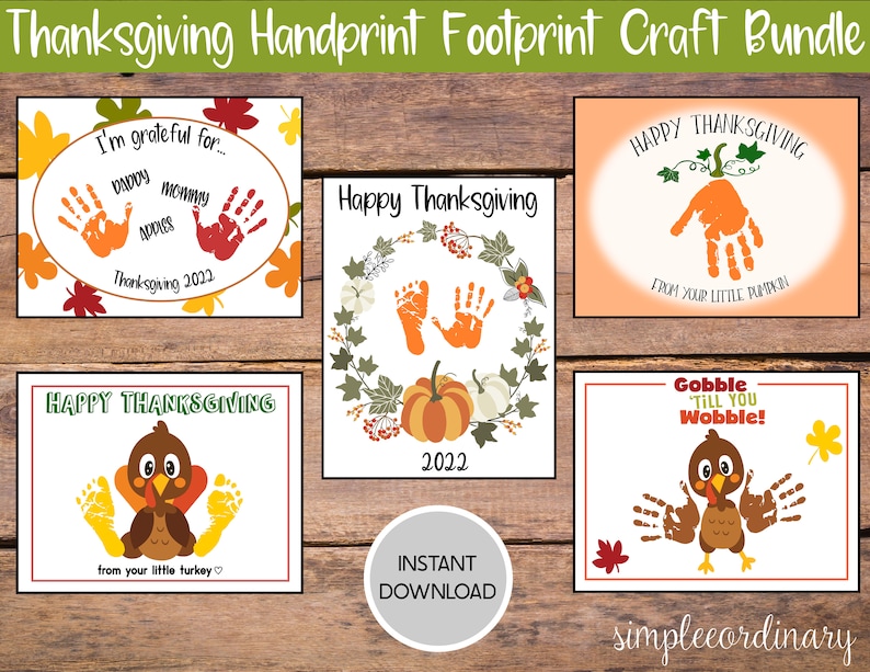 Thanksgiving Handprint Footprint Craft Bundle Fall Printable - Etsy