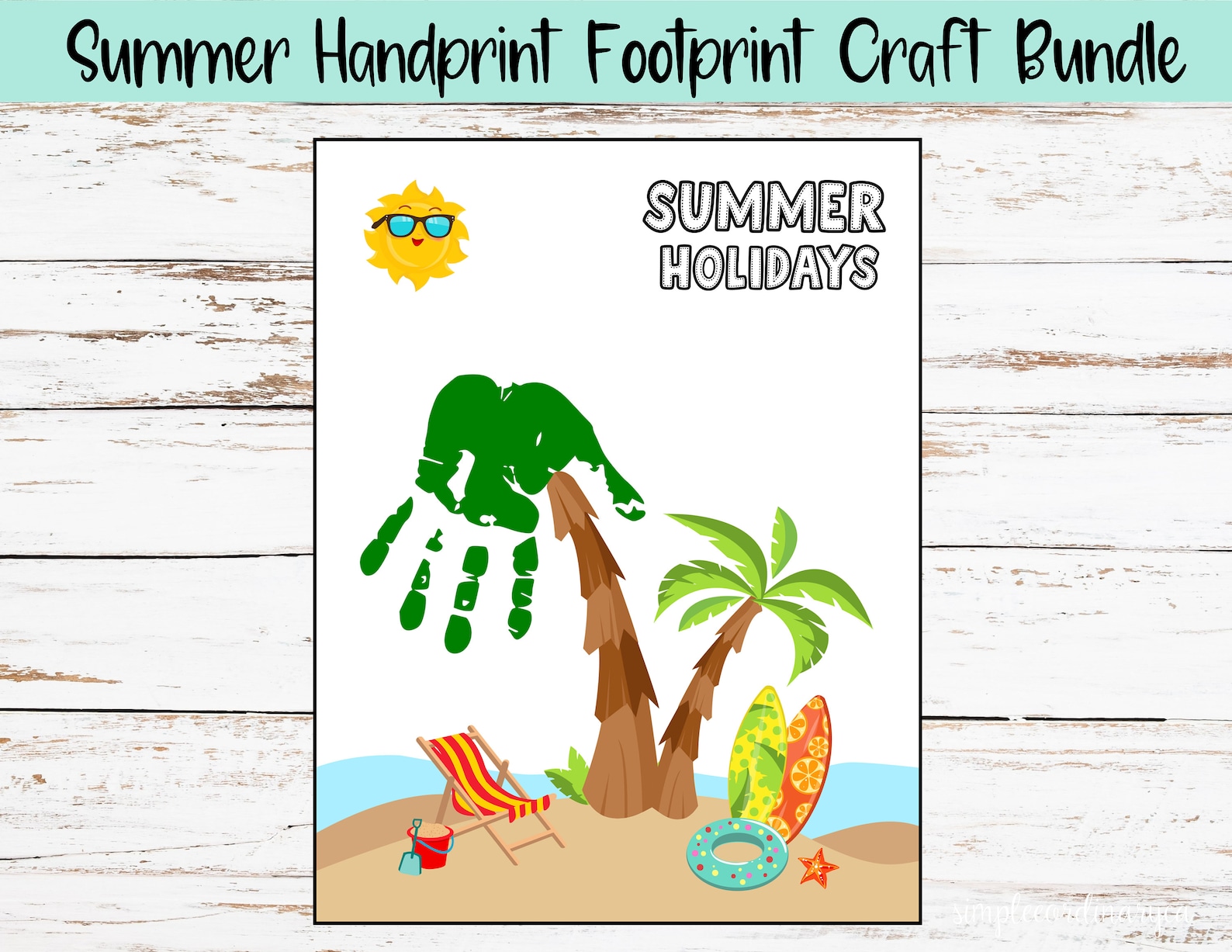 Summer Handprint Footprint Craft Bundle Printable Handprint - Etsy