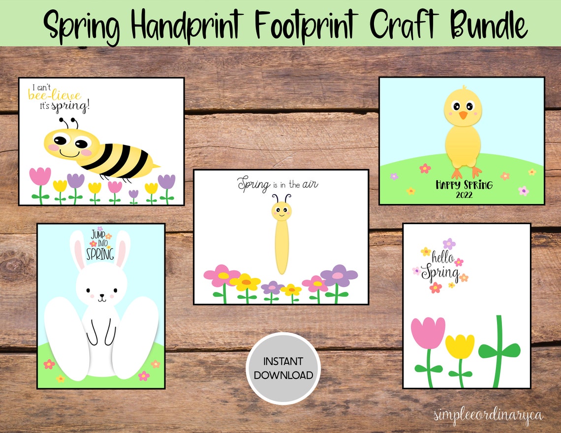 Spring Handprint Footprint Craft Bundle Printable Handprint - Etsy