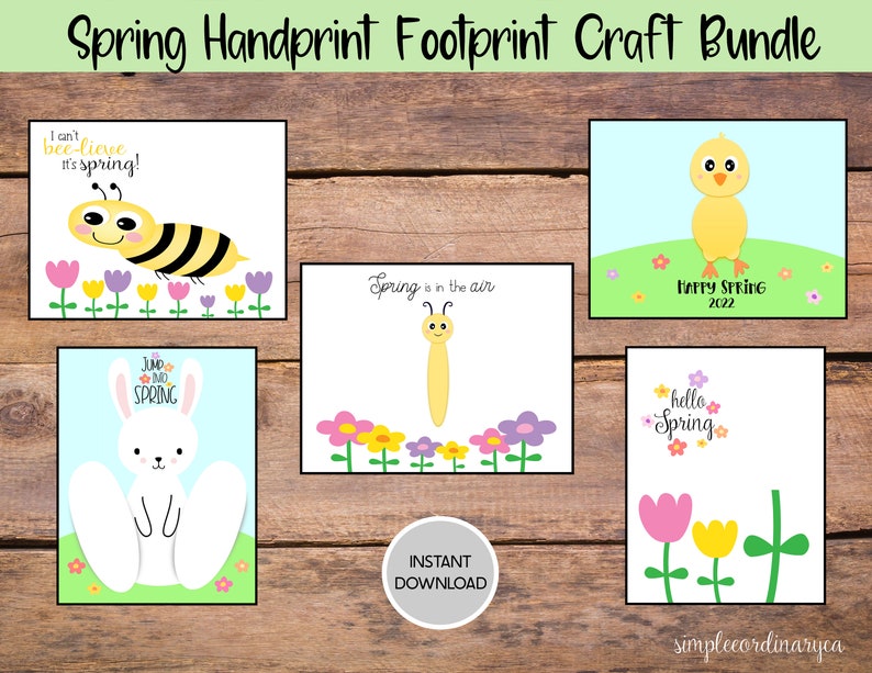 Spring Handprint Footprint Craft Bundle Printable Handprint - Etsy