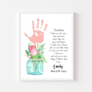 Mother's Day Flower for Grandma Handprint Crafts, Printable Handprint ...