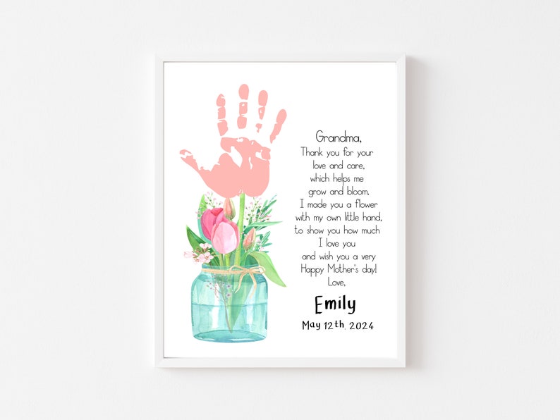 Mother's Day Flower for Grandma Handprint Crafts, Printable Handprint ...