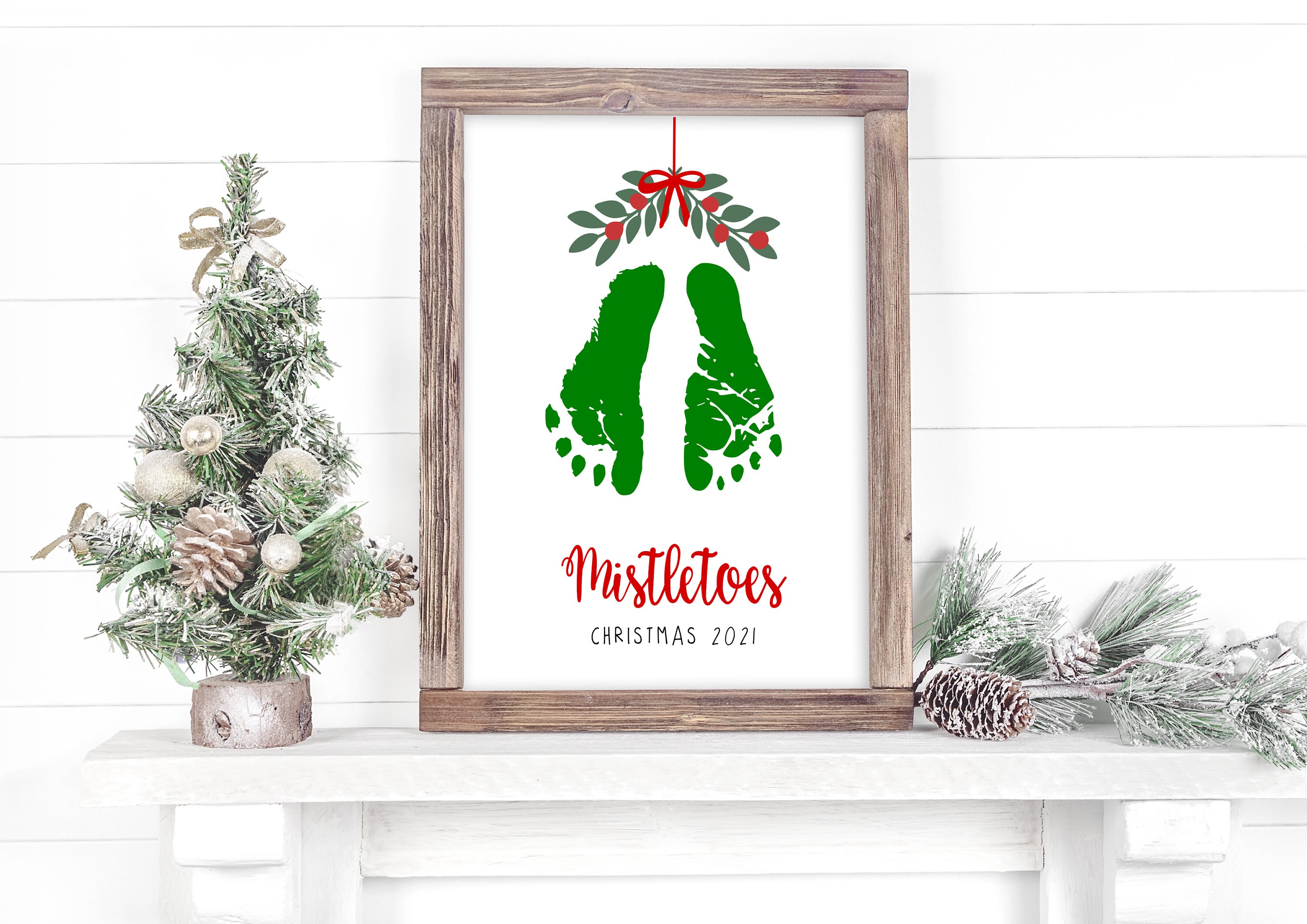 Mistletoes Footprint Crafts Printable Handprint Card Daycare | Etsy