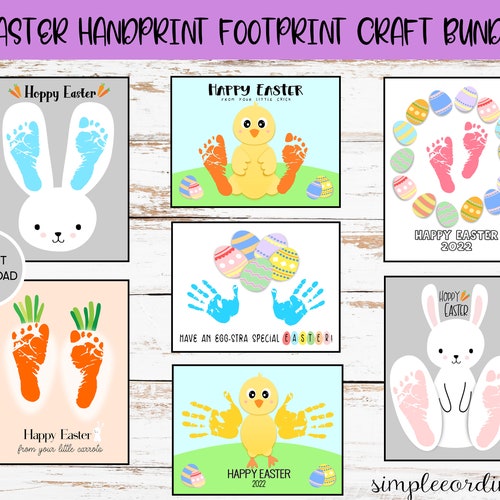 Easter Handprint Footprint Craft Bundle Printable Handprint - Etsy