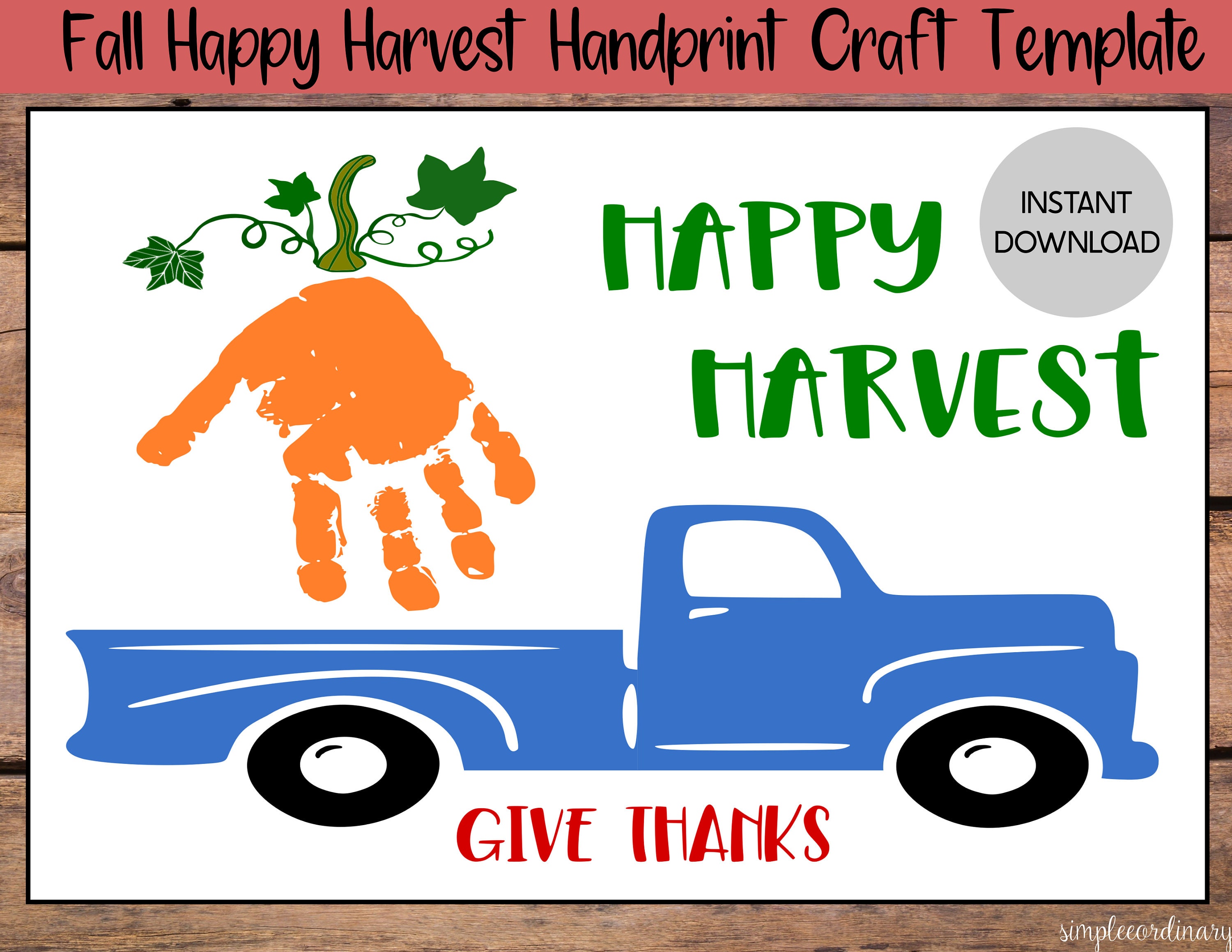Fall Happy Harvest Handprint Crafts Printable Footprint Art - Etsy