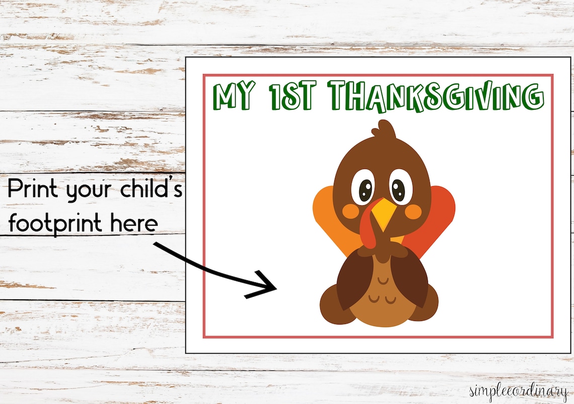 My First Thanksgiving Footprint Craft, Printable Handprint Art, DIY ...