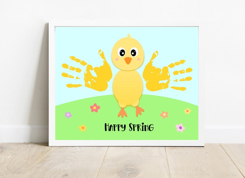 Happy Spring Chick Handprint Craft Printable Handprint Art - Etsy