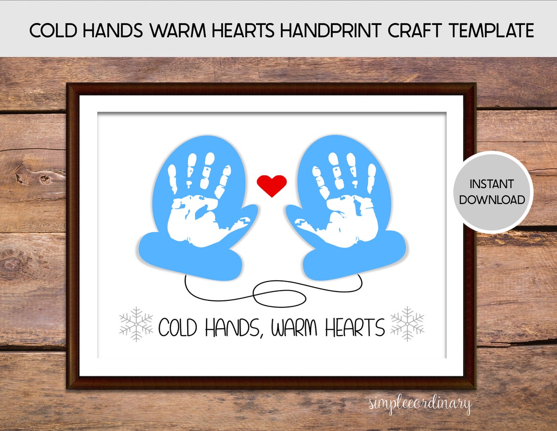 Cold Hands Warm Hearts Handprint Craft Mittens Winter - Etsy