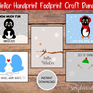 Winter Handprint Footprint Craft Bundle, Winter Printable Cards ...