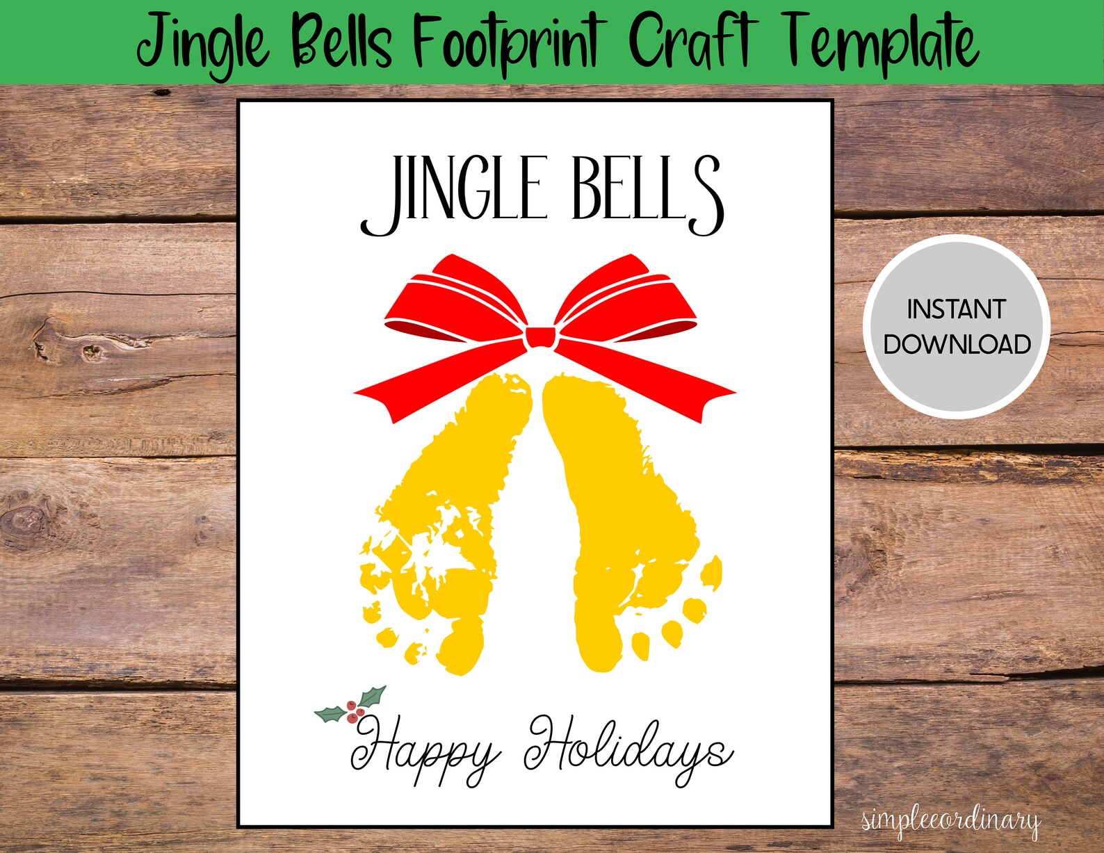 Jingle Bells Footprint Crafts Printable Handprint Card - Etsy
