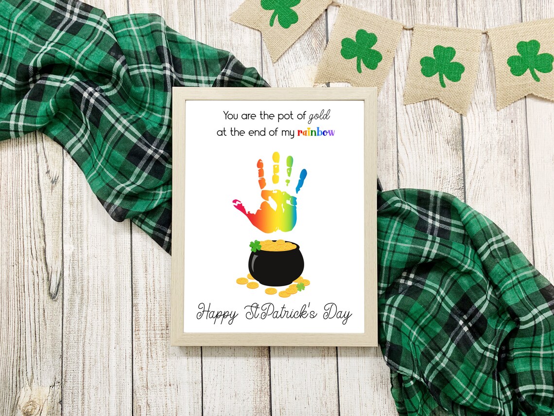 Pot of Gold St.patrick's Day Handprint Craft, Rainbow Handprint Art ...