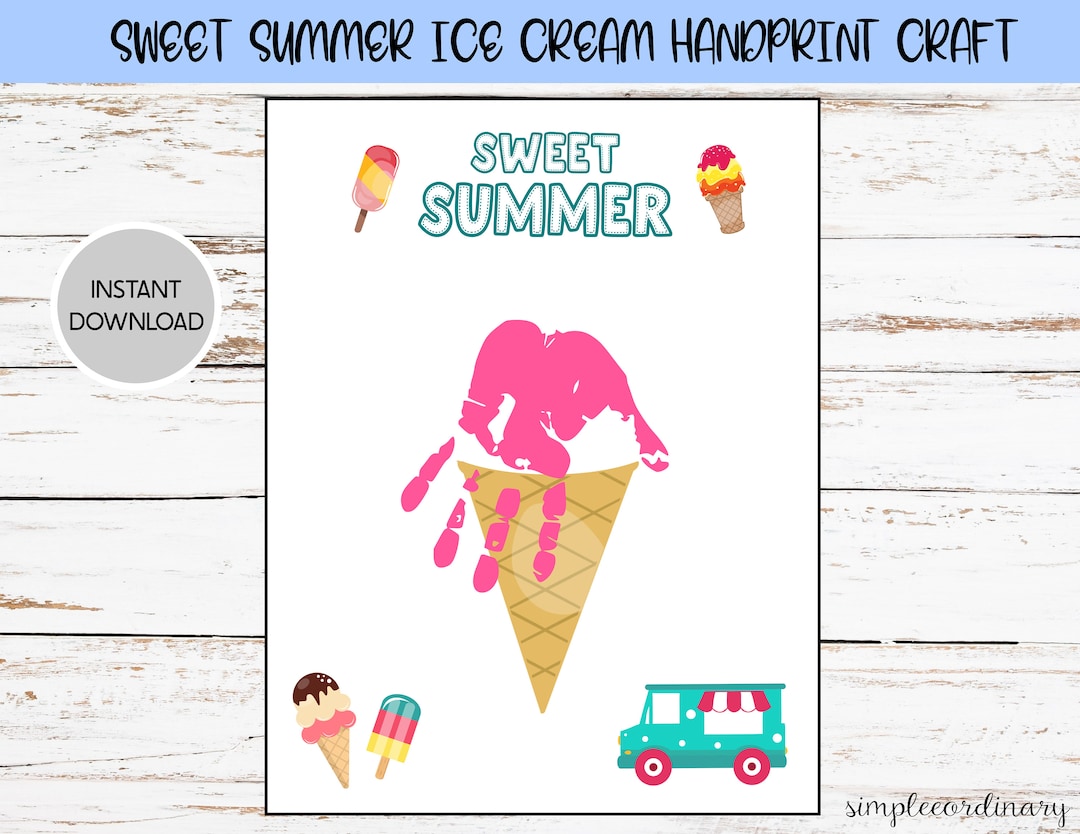 Sweet Summer Ice Cream Handprint Craft, Printable Handprint Art ...
