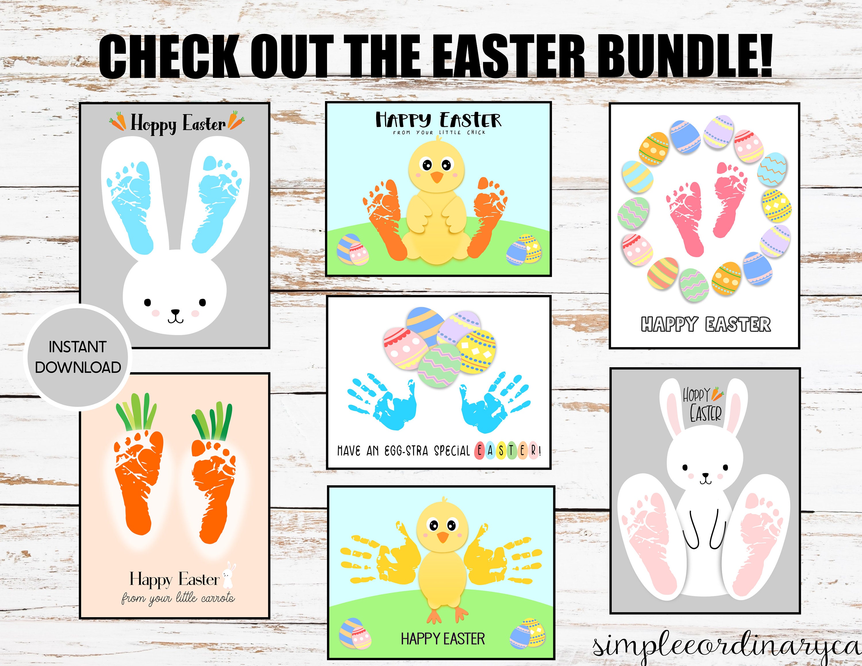 Happy Easter Eggs Handprint Footprint Craft, Printable Handprint Art ...