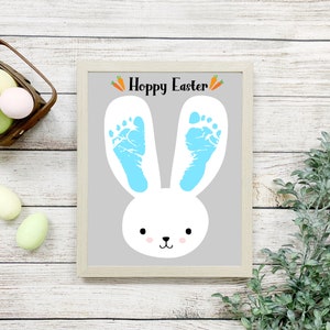 Easter Bunny Ears Footprint Crafts, Printable Footprint Art, Daycare ...
