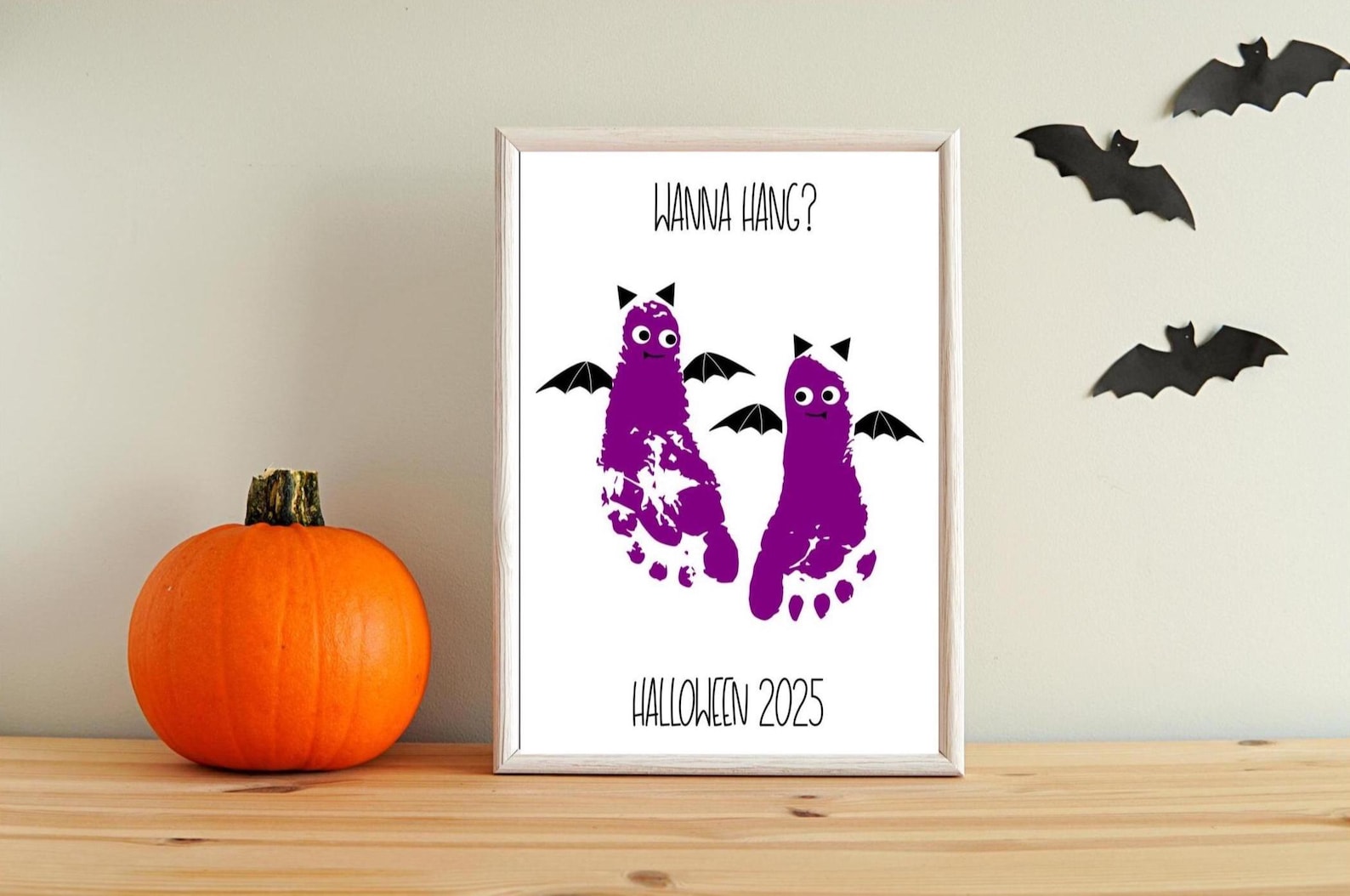 Halloween Bats Footprint Craft Template, Printable Footprint Art ...