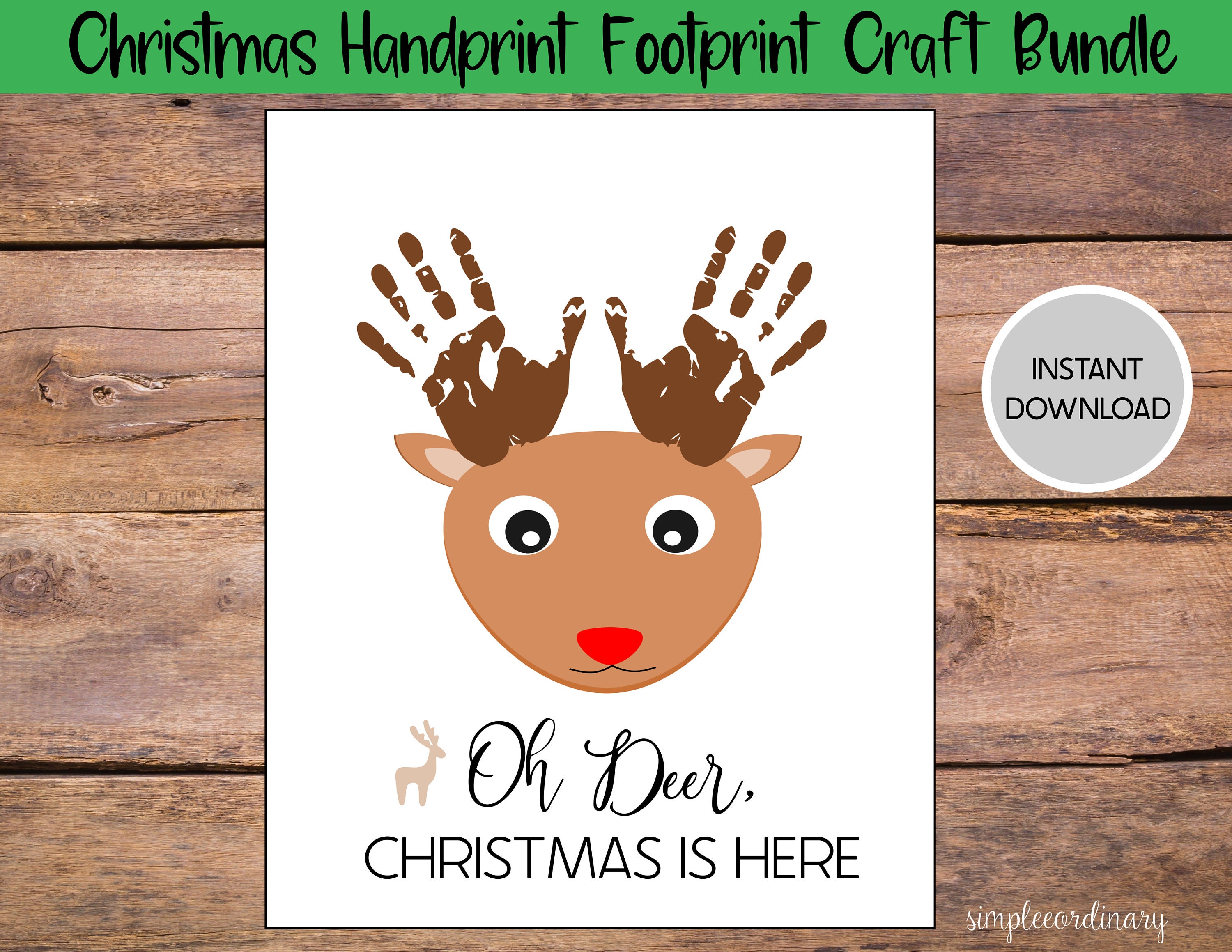 Christmas Handprint Footprint Craft Bundle, Printable Christmas Card ...