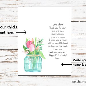 Mother's Day Flower for Grandma Handprint Crafts, Printable Handprint ...