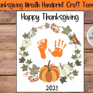 Happy Thanksgiving Handprint Crafts Printable Footprint Art | Etsy