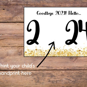 Hello 2024 New Year Handprint Craft Template, Printable Footprint Art ...