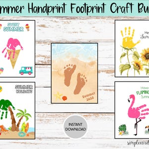 Summer Handprint Footprint Craft Bundle, Printable Handprint Footprint ...